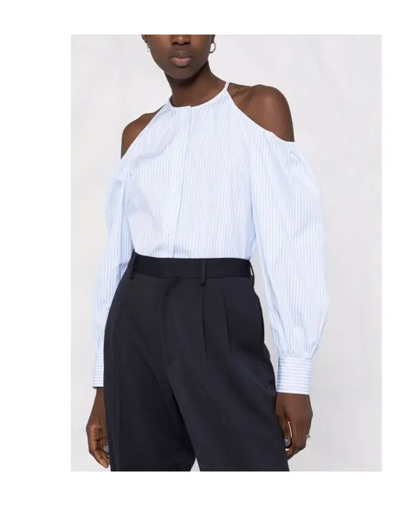 Stella McCartney Striped Cold-shoulder Blouse