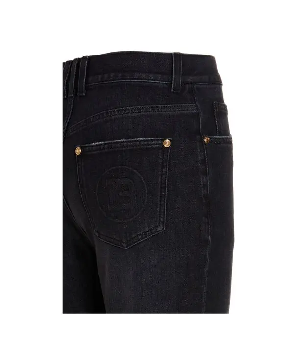 Balmain High-waisted Button-detail Denim Jeans