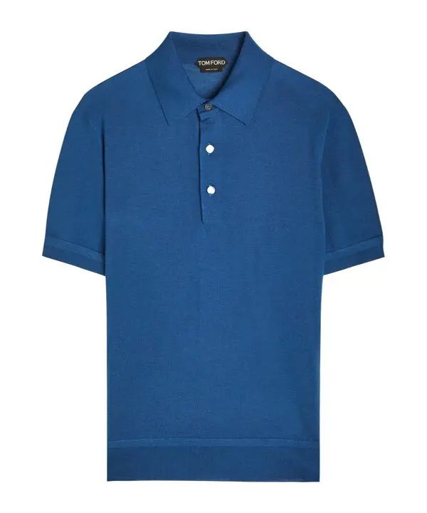 TOM FORD Knit Short-sleeve Polo - Blue
