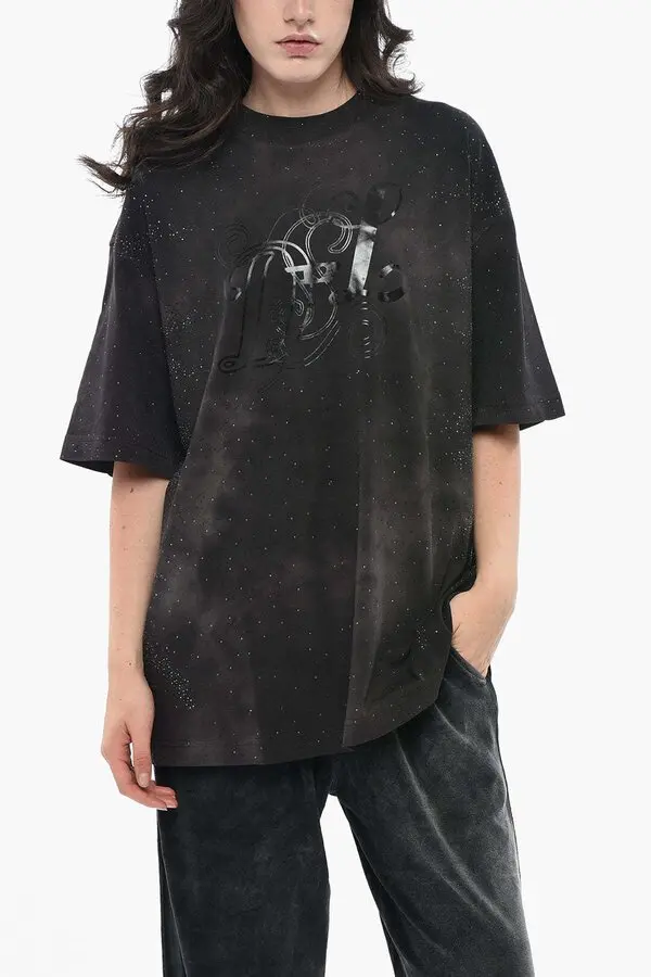 DIESEL® T-super All-over Rhinestone T-shirt - Black