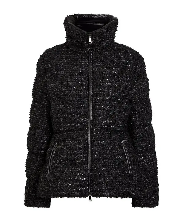 Moncler Urbel Wool Slim-fit Short Puffer Jacket - Black