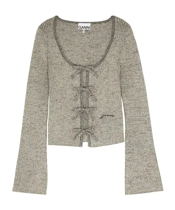 GANNI Sequined Knitted Top - Nude