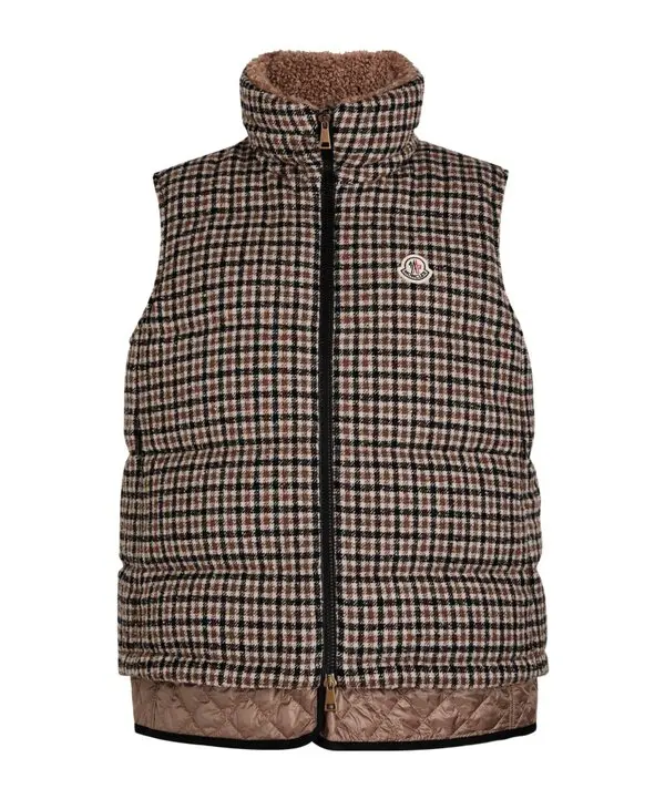Moncler Plaid Stand-collar Down Vest - Black