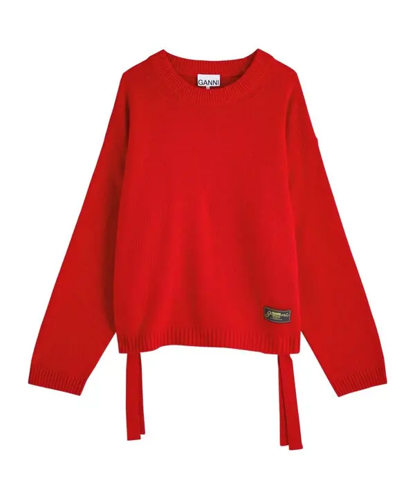 GANNI Wool Blend Sweater - Red