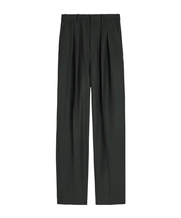 Saint Laurent High-waisted Pleated Straight-leg Trousers - Black