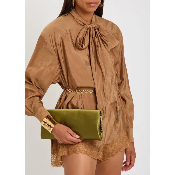 Saint Laurent Satin Long Clutch Bag