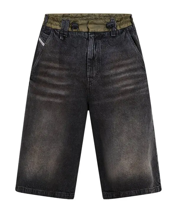 DIESEL® Faded Denim Knee Shorts