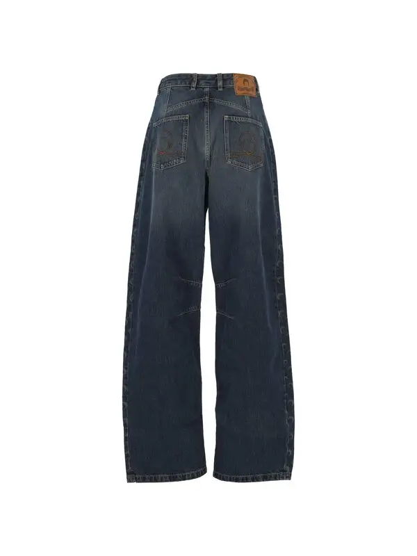 MARINE SERRE Washed Denim Barrel-leg Jeans