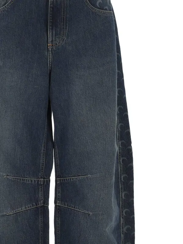MARINE SERRE Washed Denim Barrel-leg Jeans