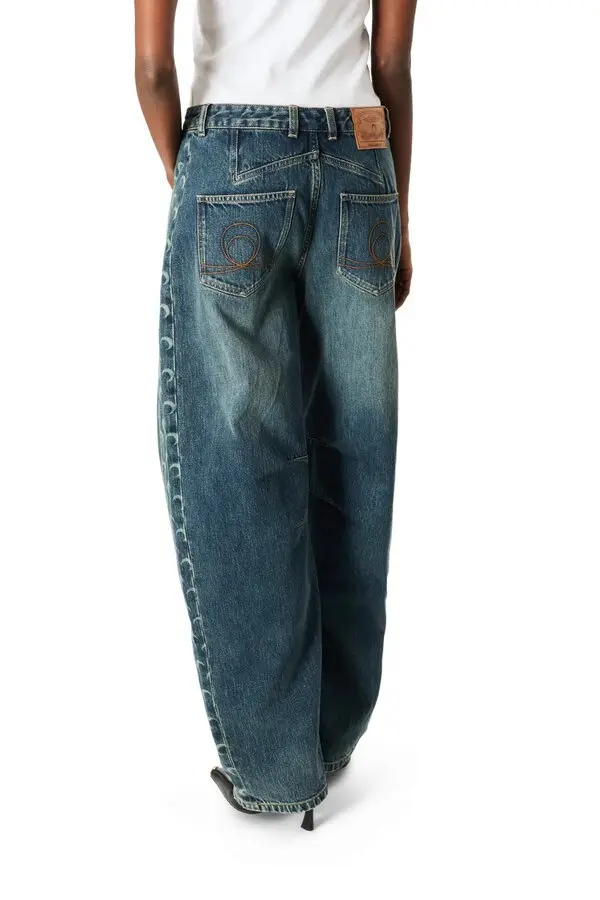 MARINE SERRE Washed Denim Barrel-leg Jeans