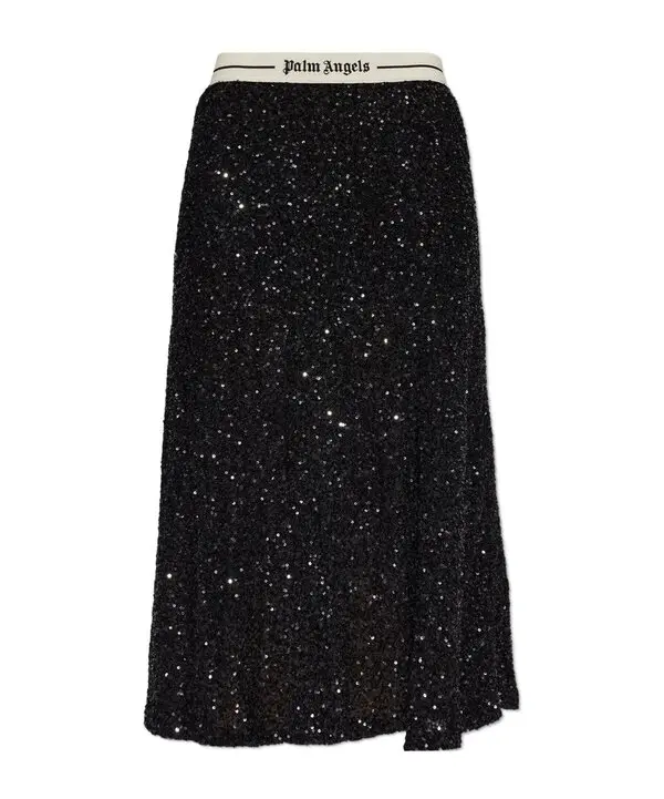 Palm Angels Sequined Logo-waist Skirt