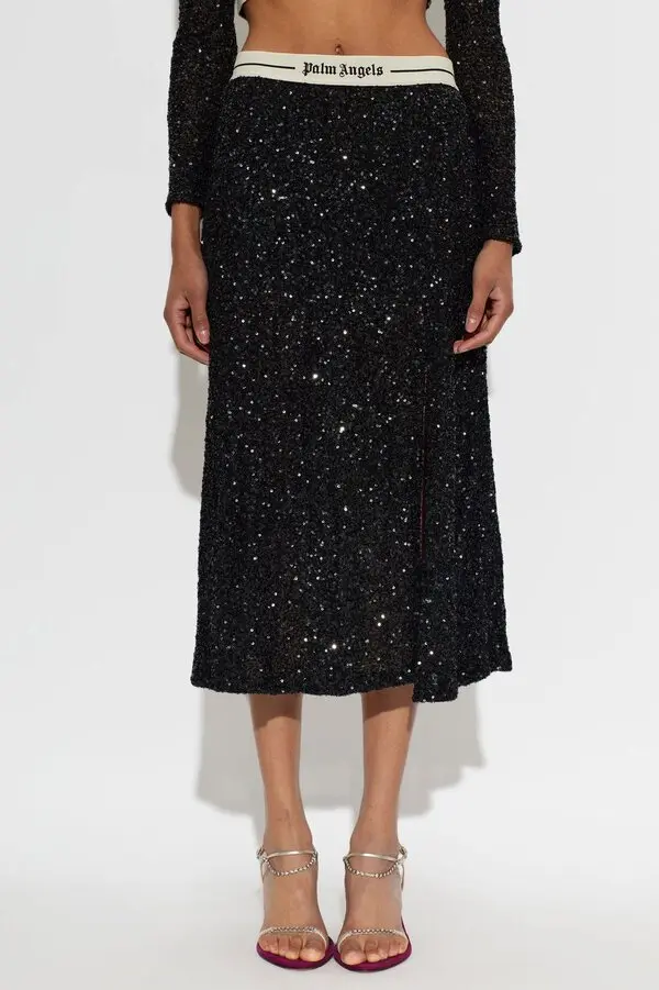 Palm Angels Sequined Logo-waist Skirt