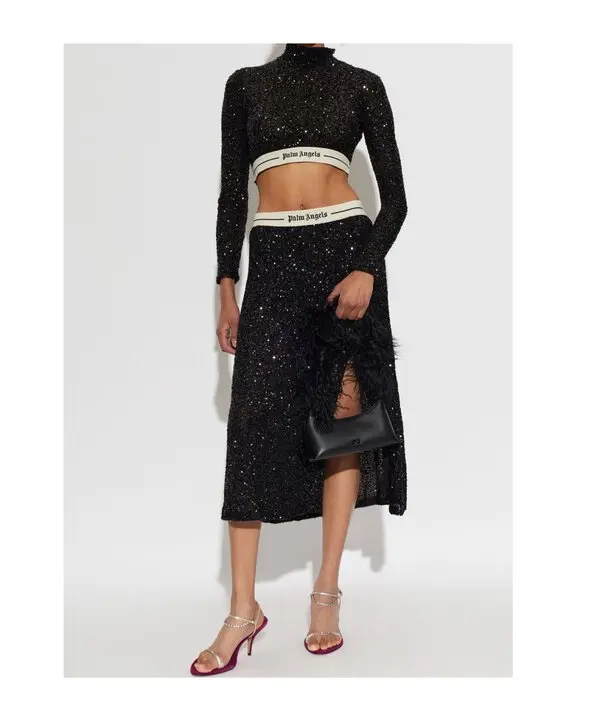 Palm Angels Sequined Logo-waist Skirt