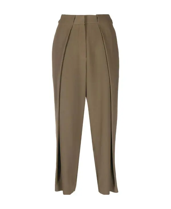 Balmain Pleated High-waisted Trousers - Brown