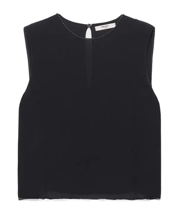 Prada Sleeveless Silk Chiffon Top