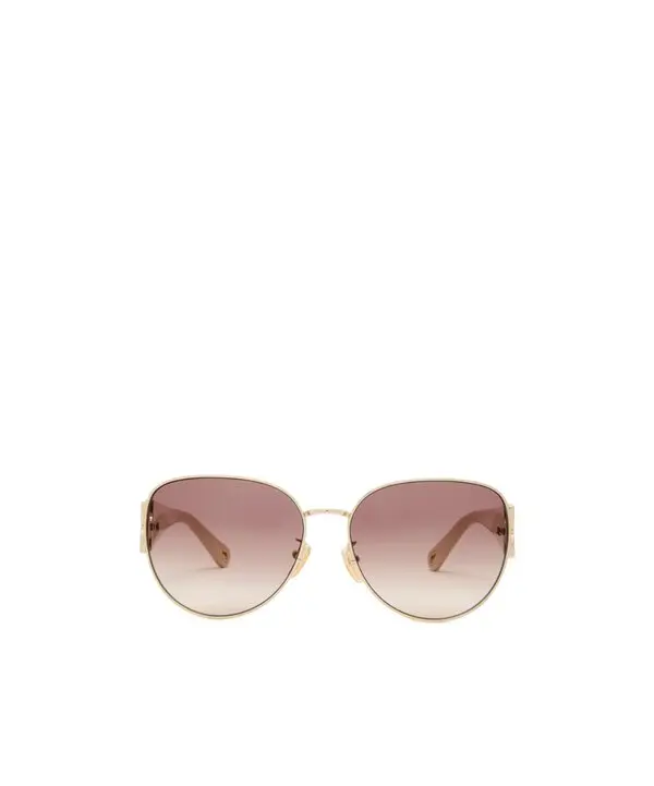 Chloé Thin-frame Aviator Sunglasses - Nude
