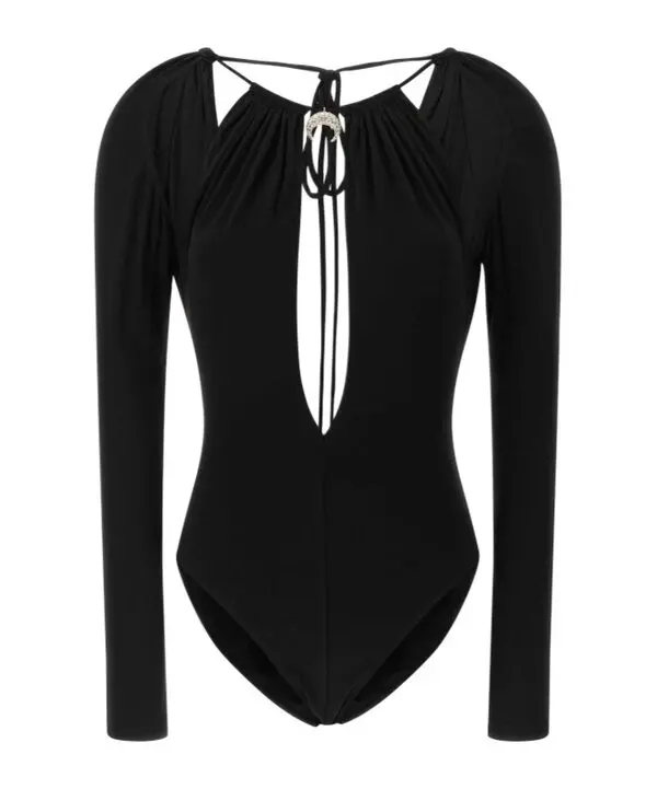 MARINE SERRE Cutout Tie-detail Long Sleeve Bodysuit