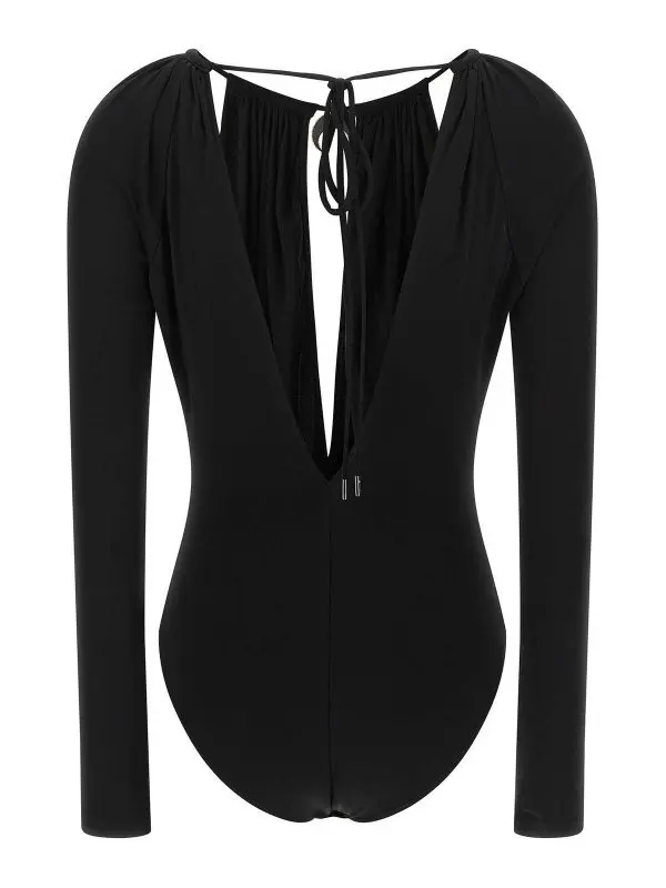 MARINE SERRE Cutout Tie-detail Long Sleeve Bodysuit