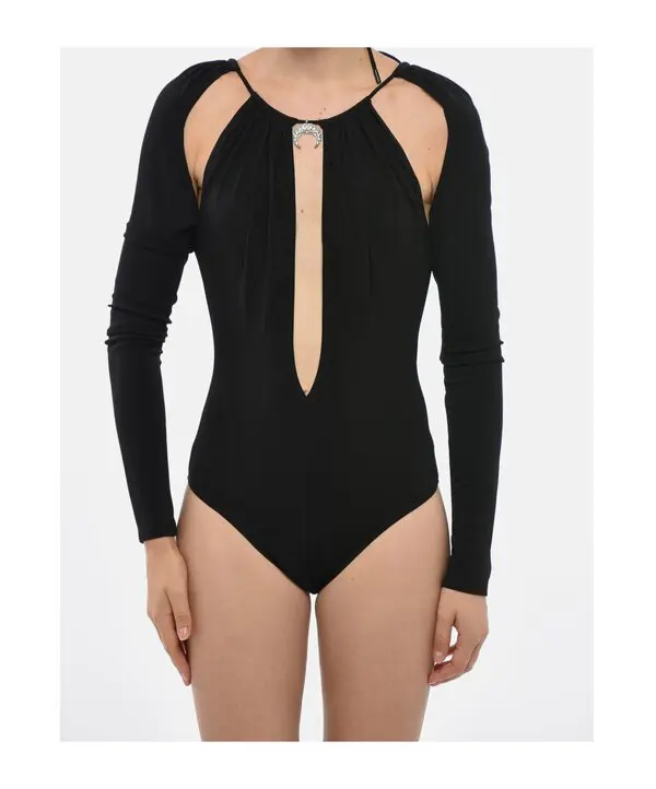 MARINE SERRE Cutout Tie-detail Long Sleeve Bodysuit