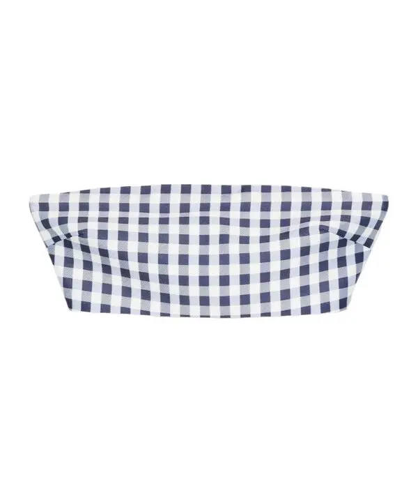 SELF-PORTRAIT Plaid Strapless Top - Blue