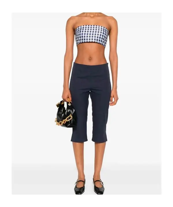 SELF-PORTRAIT Plaid Strapless Top