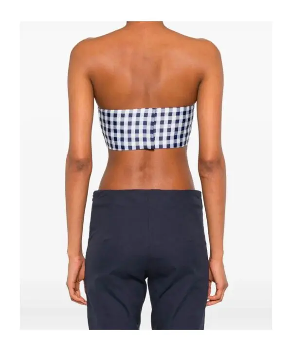 SELF-PORTRAIT Plaid Strapless Top