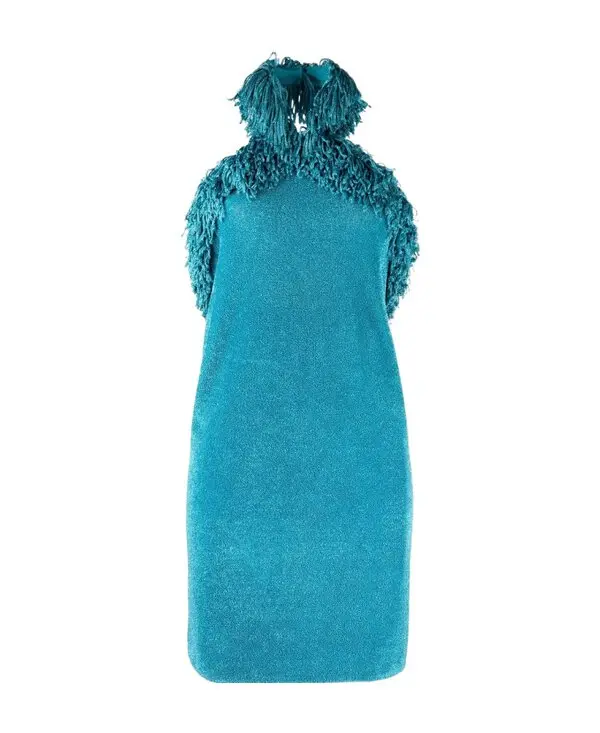 Bottega Veneta Fringe-trim Halterneck Dress - Green