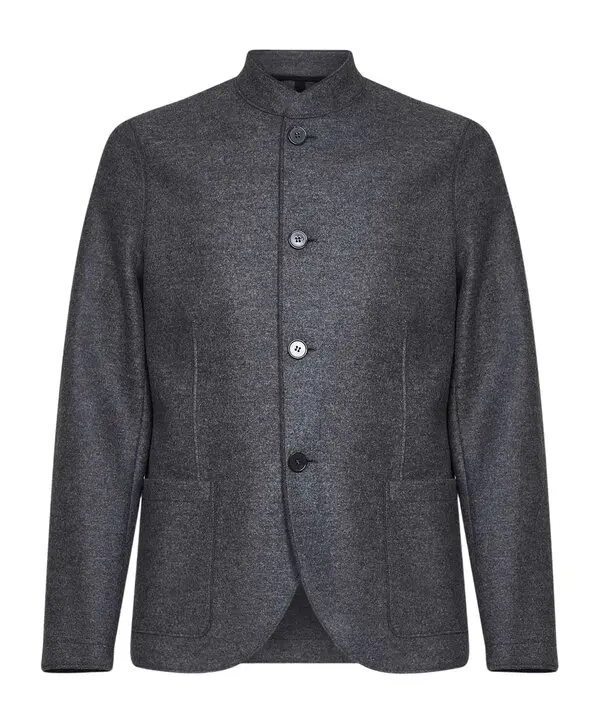 Harris Wharf London Stand Collar Buttoned Coat