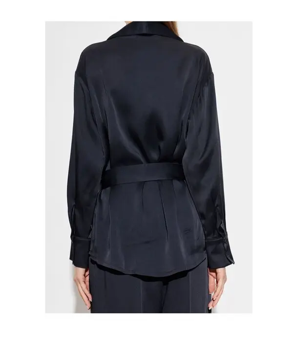 Victoria Beckham Belted Satin Blazer