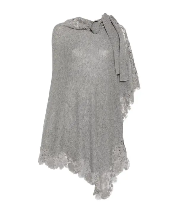 Ermanno Scervino Lace-trim Bow-detail Poncho