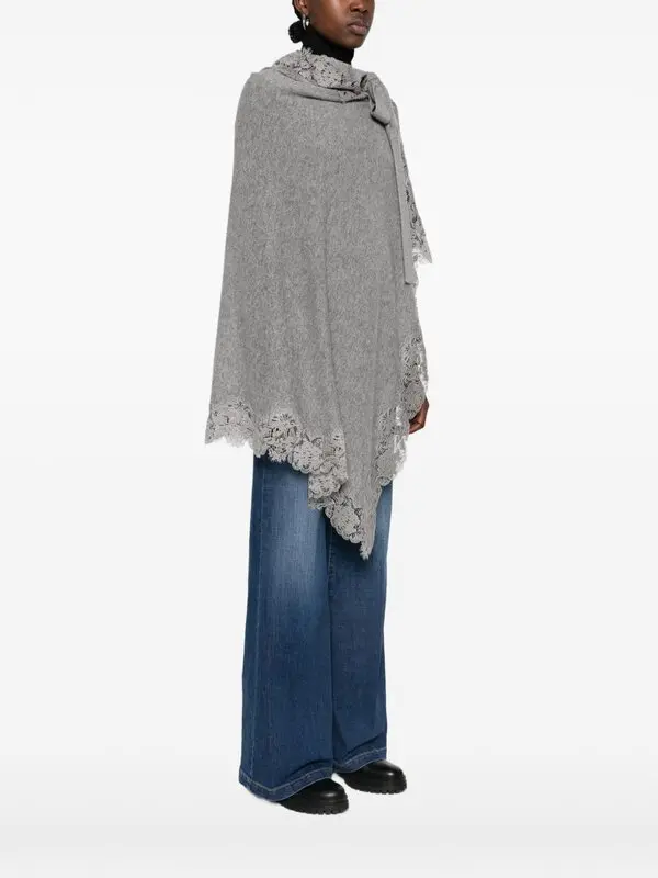 Ermanno Scervino Lace-trim Bow-detail Poncho