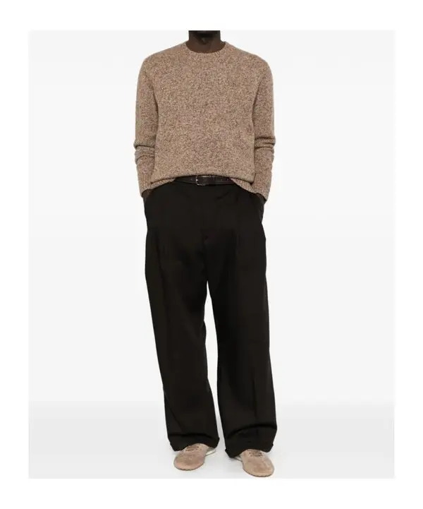 Soft Goat Melange-effect Crew-neck Sweater