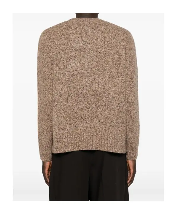 Soft Goat Melange-effect Crew-neck Sweater