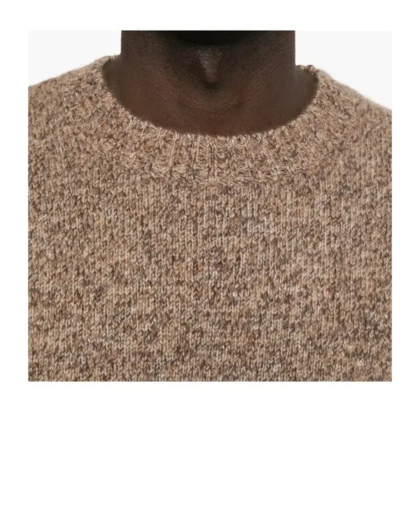 Soft Goat Melange-effect Crew-neck Sweater