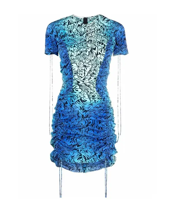 Stella McCartney Ruched Graphic-print Minidress - Blue