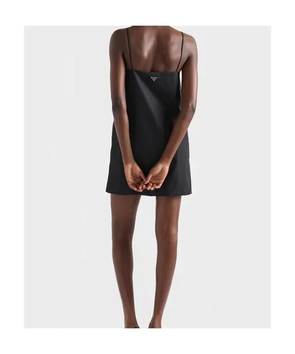 Prada Re-nylon Mini-dress With Floral Appliqués