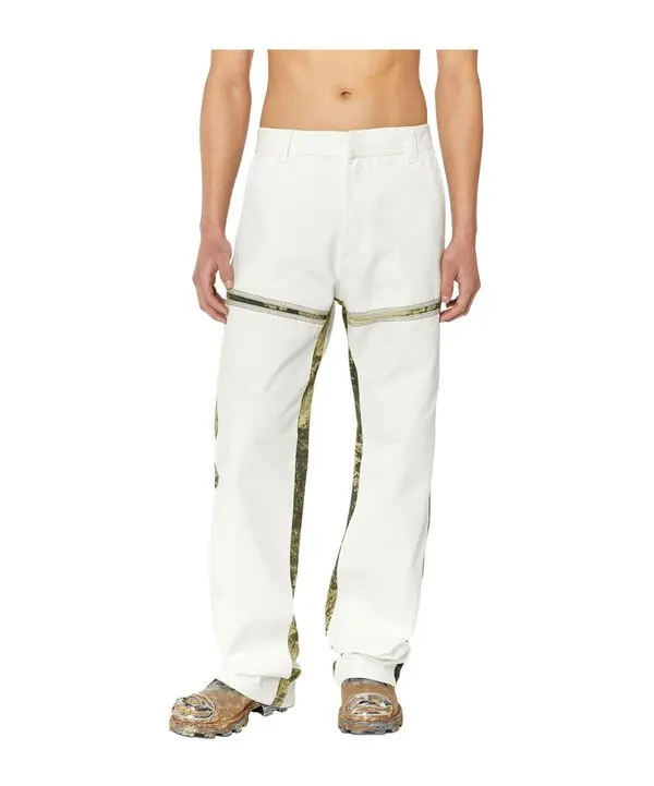 DIESEL® Spliced Straight-leg Casual Pants - White