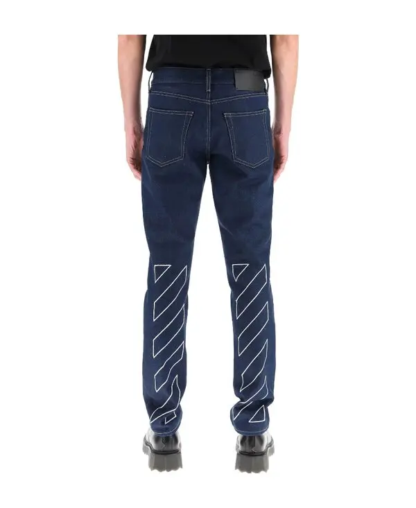 Off-White Diag Stripe Printed Skinny Jeans