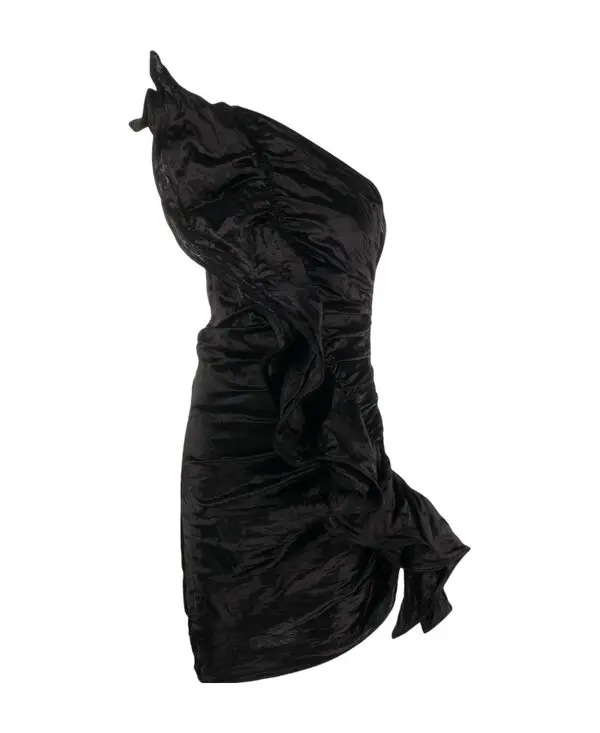 Bottega Veneta Ruched One-shoulder Mini Dress - Black