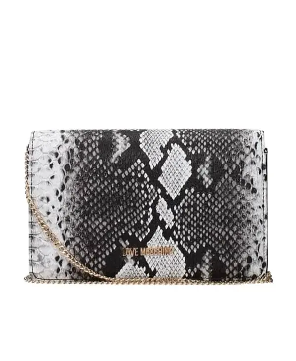 Moschino Logo Plaque Snakeskin Print Crossbody
