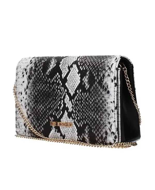 Moschino Logo Plaque Snakeskin Print Crossbody
