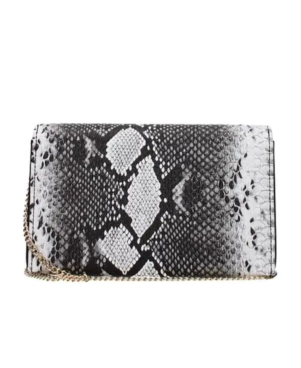 Moschino Logo Plaque Snakeskin Print Crossbody