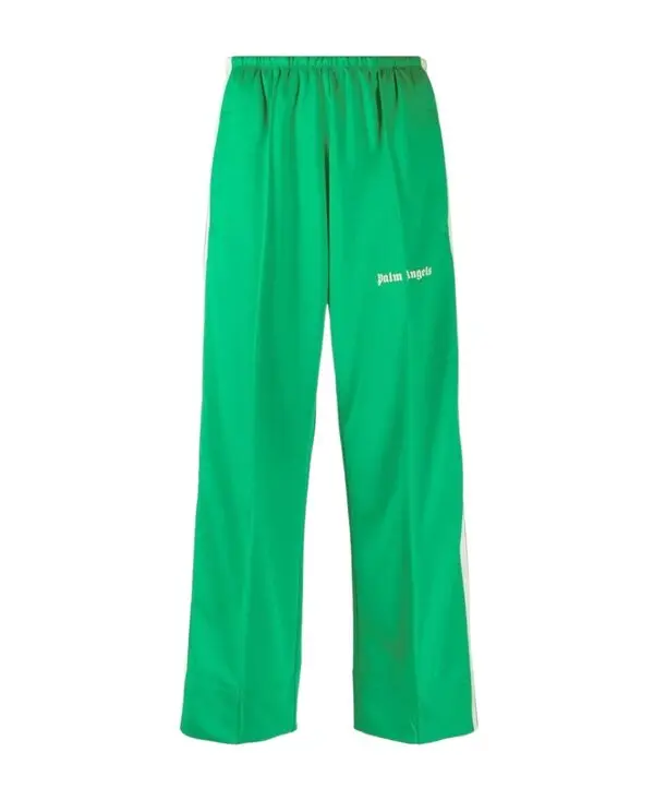 Palm Angels Logo Print Cotton Track Pants - Green
