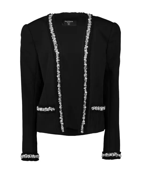Balmain Pearl-trim Oversized Jacket - Black