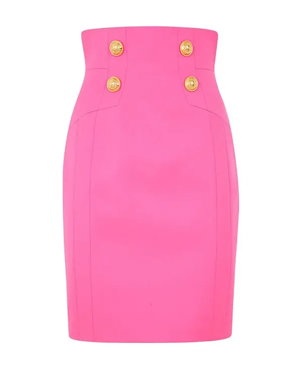 Balmain Logo-button Pencil Skirt - Pink