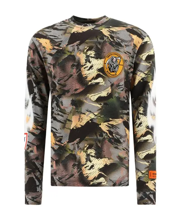 Heron Preston Camouflage Print Long-sleeved T-shirt