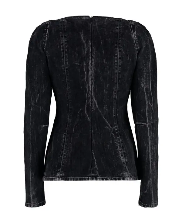 Stella McCartney Long-sleeved Velvet Denim Top