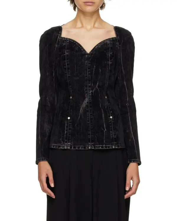 Stella McCartney Long-sleeved Velvet Denim Top