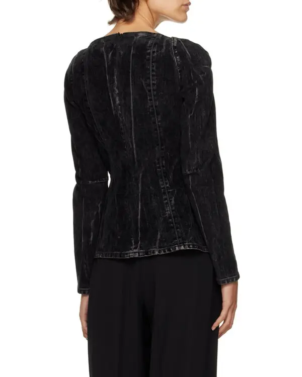 Stella McCartney Long-sleeved Velvet Denim Top