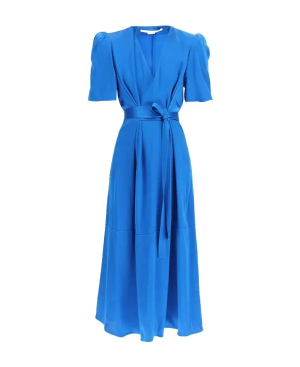 Stella McCartney V-neck Tied-waist Midi Dress - Blue